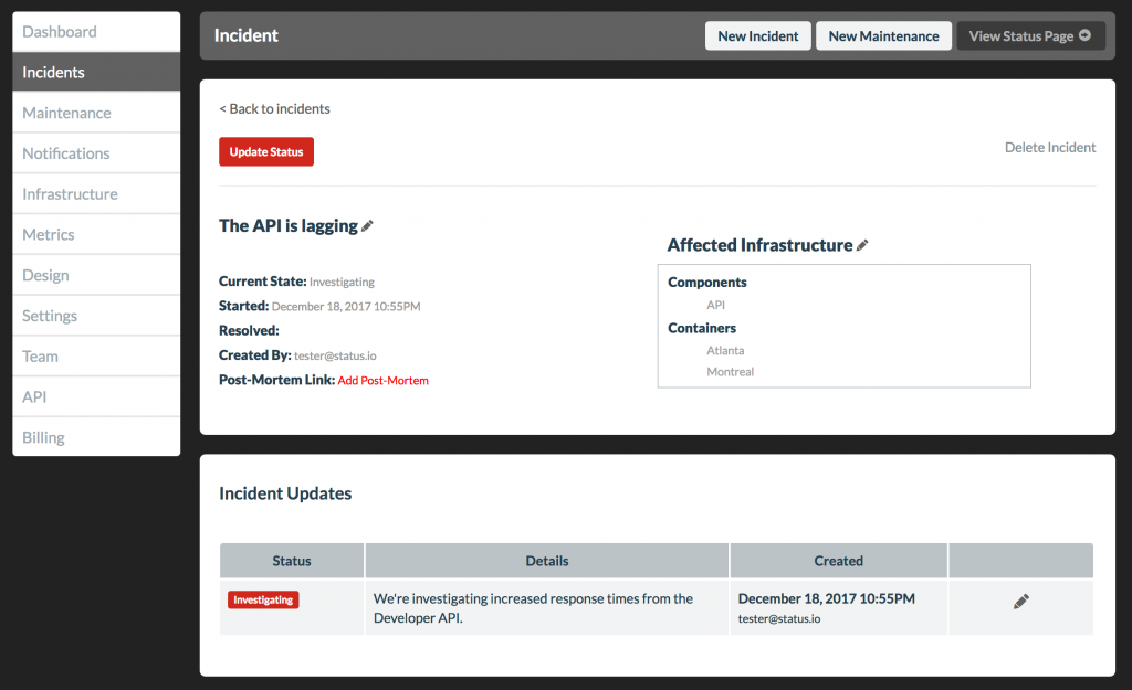 Incident Overview | Status.io Knowledge Base