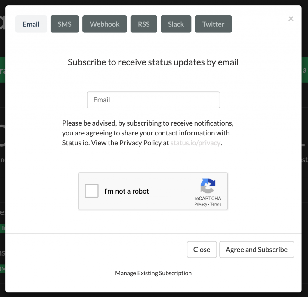 subscribe-modal | Status.io Knowledge Base