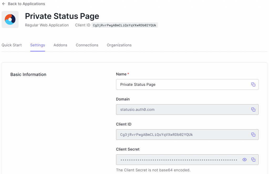 Private Status Page with Auth0 | Status.io Knowledge Base