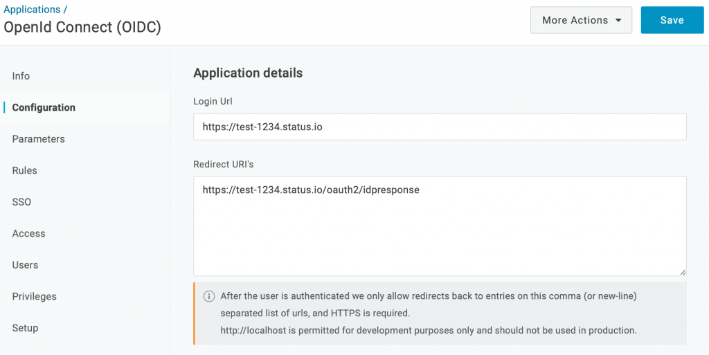 Private Status Page with OneLogin | Status.io Knowledge Base