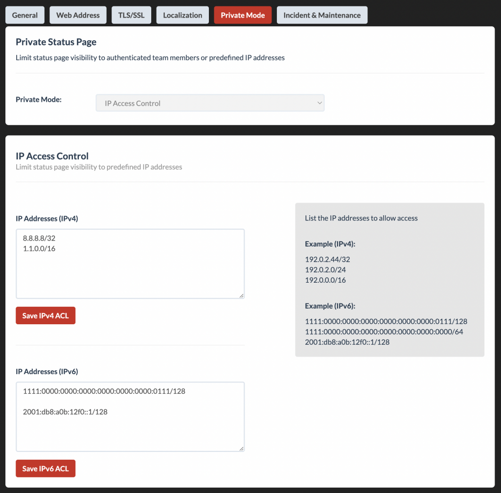 Private Status Page with IP Access Control | Status.io Knowledge Base