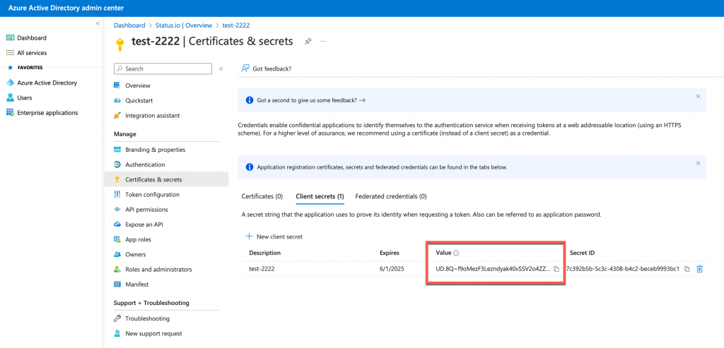 Private Status Page with Microsoft Azure Active Directory | Status.io ...
