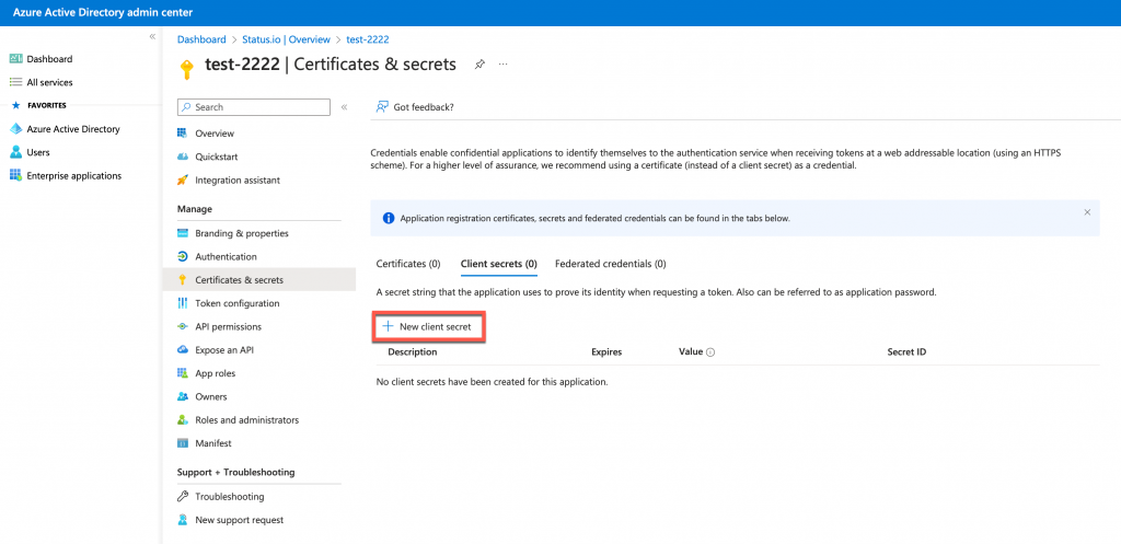 Private Status Page with Microsoft Azure Active Directory | Status.io ...