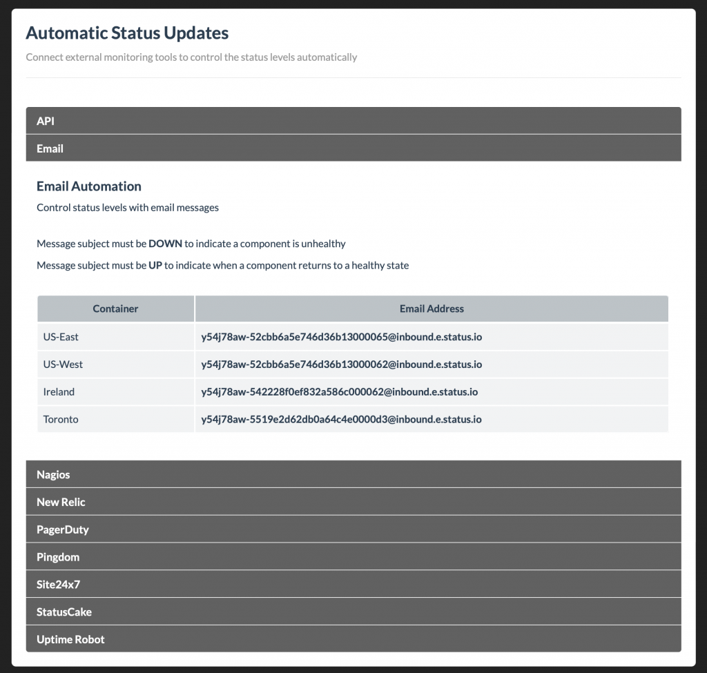 Email Triggers | Status.io Knowledge Base