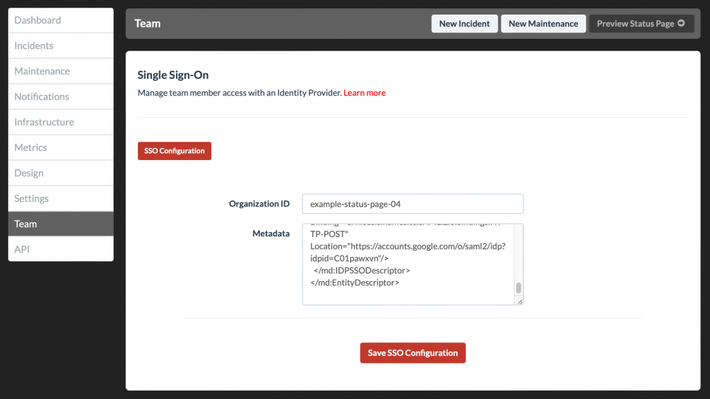 Google Team Single Sign-On (SSO) | Status.io Knowledge Base