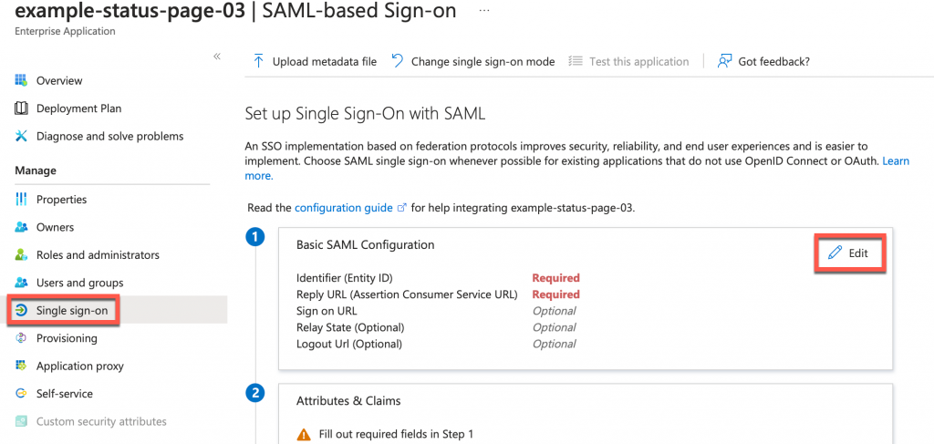 Azure Team Single Sign-On (SSO) | Status.io Knowledge Base