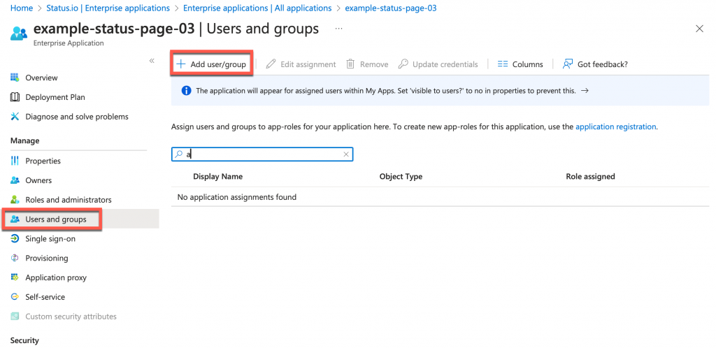 Azure Team Single Sign-On (SSO) | Status.io Knowledge Base