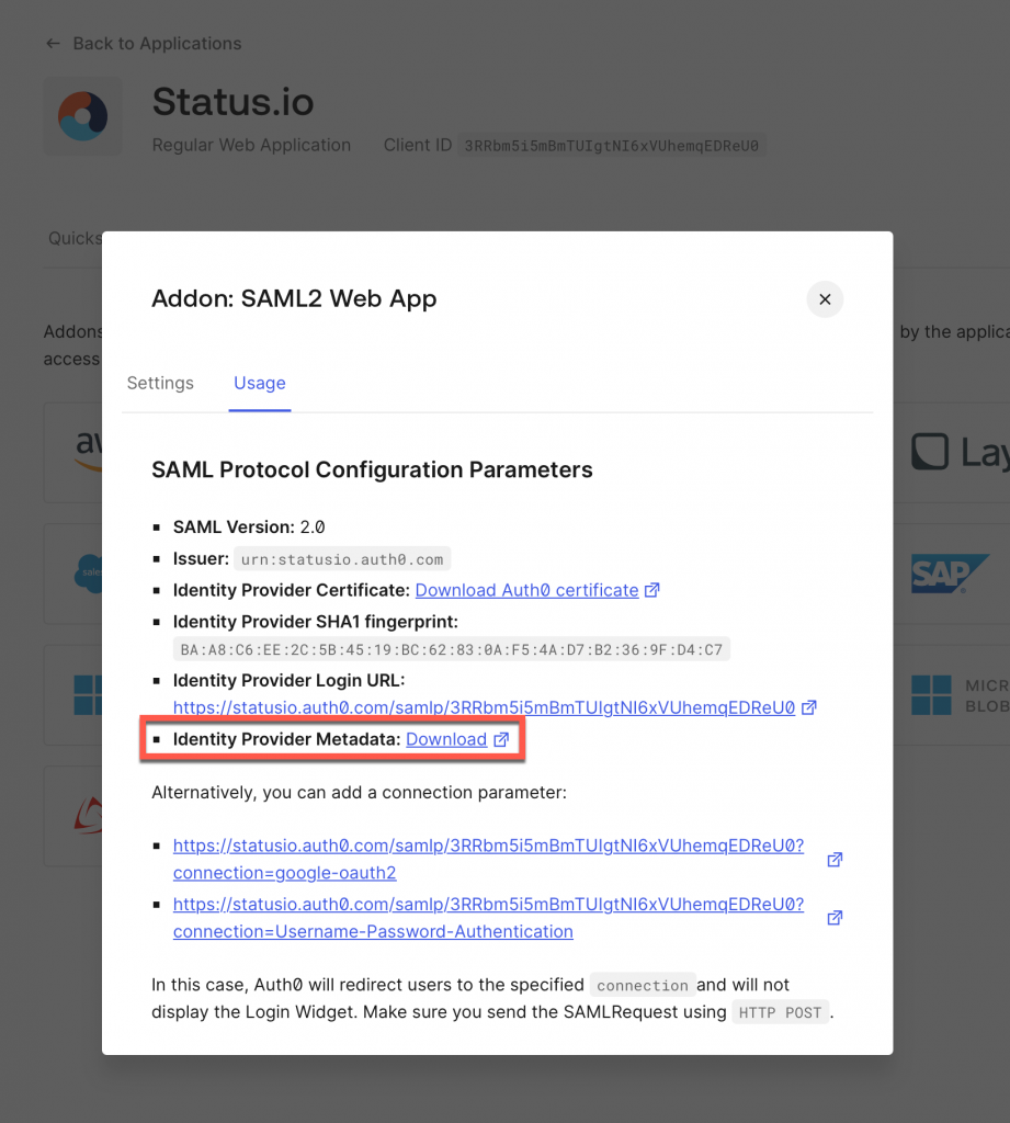 Auth0 Team Single Sign-On (SSO) | Status.io Knowledge Base