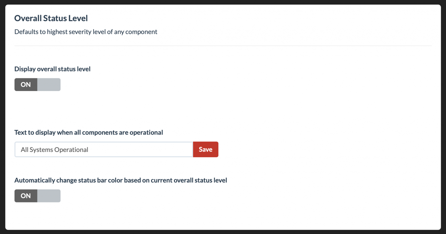 Overall Status Level and Operational Text | Status.io Knowledge Base